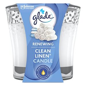 glade candle jar, air freshener, clean linen, 3.4 oz