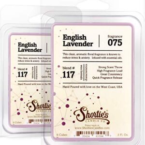 Shortie's Candle Company Pure English Lavender Wax Melts Multi Pack - Formula 117-2 Highly Scented Bars - Made with Essential & Natural Oils - Flower & Floral Air Freshener Cubes Collection