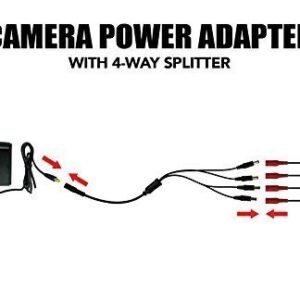 EWETON Security Camera Power Adapter 12V 2.5A 100V-240V AC to DC 2.1x5.5mm w/ 4-Way Power Splitter Cable LED Power Adapter Transformers-Fits Analog/AHD DVR/Camera, RGB LED, Strip Lights