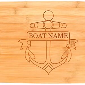 Customized Boating Gift Nautical Boat Name Anchor Personalized Big Rectangle Bamboo Cutting Board