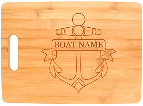 Customized Boating Gift Nautical Boat Name Anchor Personalized Big Rectangle Bamboo Cutting Board