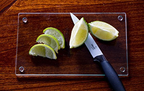 9.75 x 6 inch Rectangle Glass Cutting Board Bundle by Clever Chef - 4 Non Slip, Shatter-Resistant, Durable, Stain-Resistant, and Dishwasher Safe