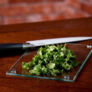 9.75 x 6 inch Rectangle Glass Cutting Board Bundle by Clever Chef - 4 Non Slip, Shatter-Resistant, Durable, Stain-Resistant, and Dishwasher Safe