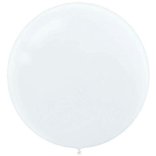 amscan 115910.08 Perfect Round Latex Balloons, White, 4ct