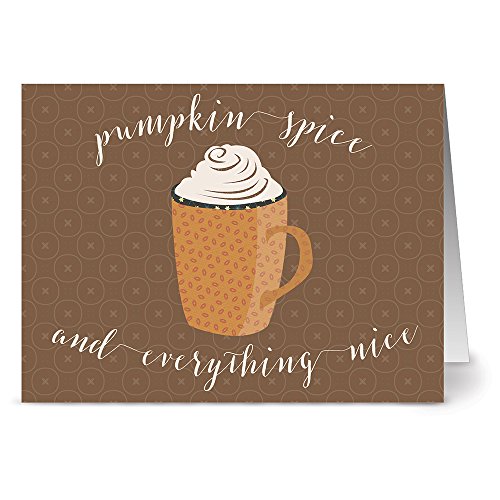 Note Card Cafe Fall Greeting Card Set with Envelopes | 24 Pack | Blank Inside, Glossy Finish | Happy Fall Pumpkin Spice | Bulk Set for Greeting Cards, Occasions, Birthdays