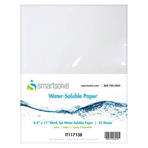 SmartSolve - IT117138 3pt Water-Soluble Paper, 8.5" x 11", White (Pack of 25)