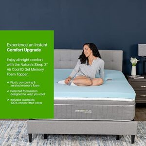 Nature’s Sleep by GhostBed - AirCool IQ 3 Inch Thick Density Gel Memory Foam Mattress Topper with Fitted Cover and 18 Inch Skirt - King