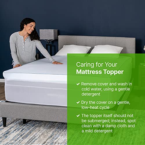 Nature’s Sleep by GhostBed - AirCool IQ 3 Inch Thick Density Gel Memory Foam Mattress Topper with Fitted Cover and 18 Inch Skirt - King