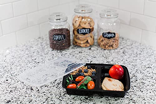 Kitchen Round Clear Glass Airtight Lids Chalkboard Canister Jar (Set of 3) with 3 Stick on Labels and Chalk Small