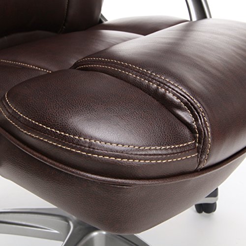 Essentials High-Back Leather Executive Office/Computer Chair with Arms - Ergonomic Swivel Chair (ESS-6030-BRN)