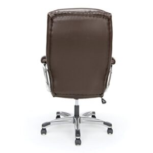 Essentials High-Back Leather Executive Office/Computer Chair with Arms - Ergonomic Swivel Chair (ESS-6030-BRN)