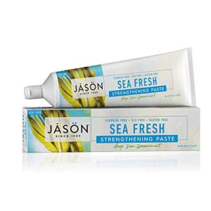 jason sea fresh strengthening fluoride-free toothpaste, deep sea spearmint, 6 ounce tube