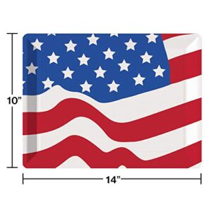 Creative Converting American Flag Plastic Serving Tray, 10 x 14, Red/White/Blue