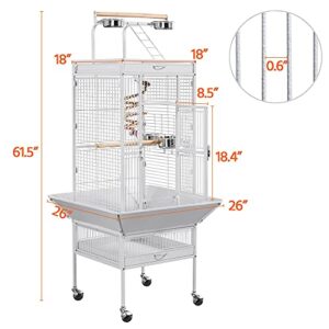 Topeakmart 61-inch Wrought Iron Selection Play Top Large Parrot Bird Cage, White