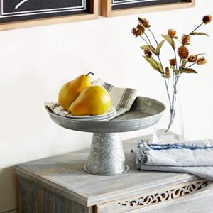 deco 79 metal galvanized cake stand, 12" x 12" x 7", gray