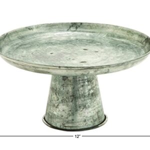 Deco 79 Metal Galvanized Cake Stand, 12" x 12" x 7", Gray