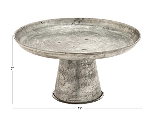 Deco 79 Metal Galvanized Cake Stand, 12" x 12" x 7", Gray