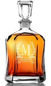 bormioli rocco capitol decanter 23.75 oz - engraved monogram personalized clear