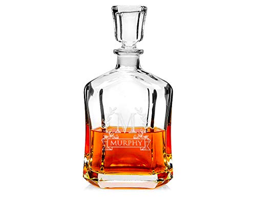 Bormioli Rocco Capitol Decanter 23.75 Oz - Engraved Monogram Personalized Clear