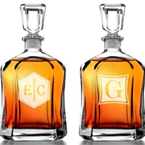 Bormioli Rocco Capitol Decanter 23.75 Oz - Engraved Monogram Personalized Clear