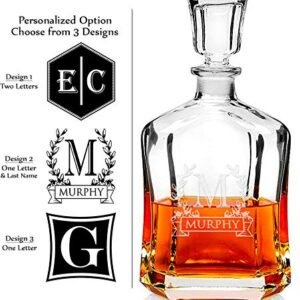 Bormioli Rocco Capitol Decanter 23.75 Oz - Engraved Monogram Personalized Clear