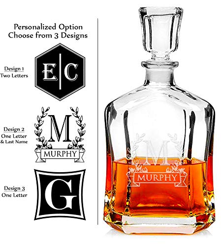 Bormioli Rocco Capitol Decanter 23.75 Oz - Engraved Monogram Personalized Clear