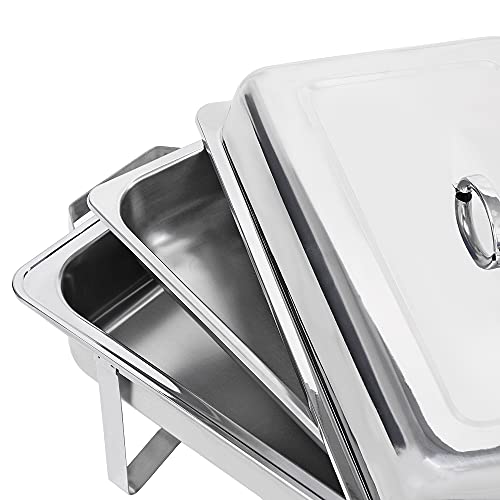 ZENY 4 Packs Chafing Dish Buffet Set, 8 Quart Stainless Steel Buffet Servers and Warmers for Party Catering, Complete Chafer Set with Water Pan, Chafing Fuel Holder