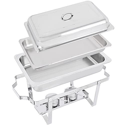 ZENY 4 Packs Chafing Dish Buffet Set, 8 Quart Stainless Steel Buffet Servers and Warmers for Party Catering, Complete Chafer Set with Water Pan, Chafing Fuel Holder