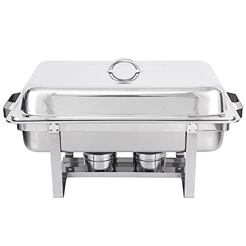 ZENY 4 Packs Chafing Dish Buffet Set, 8 Quart Stainless Steel Buffet Servers and Warmers for Party Catering, Complete Chafer Set with Water Pan, Chafing Fuel Holder