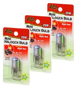 zilla mini halogen lamp reptile bulb, 25-watt, night red (3 pack)