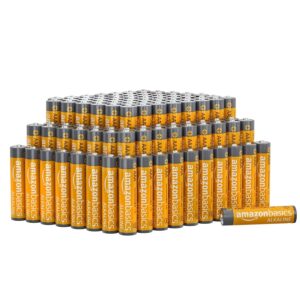 amazon basics 100-pack aaa alkaline high-performance batteries, 1.5 volt, 10-year shelf life