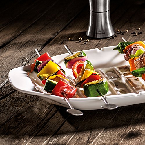 BBQ Passion XL Kebob Platter by Villeroy & Boch - Premium Porcelain - Made in Germany - Dishwasher and Microwave Safe - 20.5 x 8.5 Inches