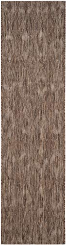 SAFAVIEH Courtyard Collection 2'3' x 8' Brown / Brown CY8522 Indoor/ Outdoor Patio Backyard Mudroom Runner Rug