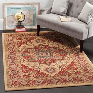 SAFAVIEH Mahal Collection 9' Round Red Natural MAH698A Traditional Oriental Non-Shedding Dining Room Entryway Foyer Living Room Bedroom Area Rug