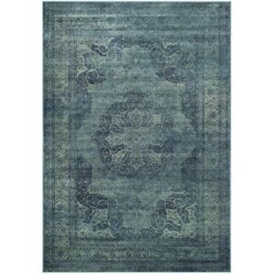 SAFAVIEH Vintage Collection Area Rug - 8' x 10', Blue & Multi, Oriental Traditional Distressed Viscose Design, Ideal for High Traffic Areas in Living Room, Bedroom (VTG158-2220)