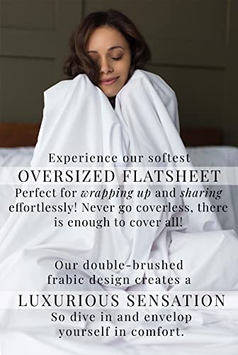 Southshore Fine Linens® - Oversized Flat Sheets Extra Large - 132 Inches x 110 Inches (Bright White)