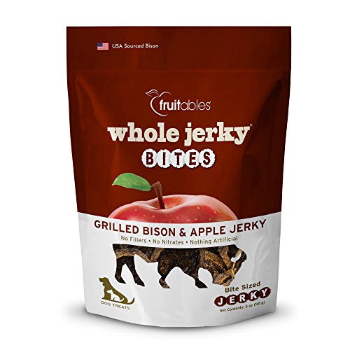 Fruitables Dog Treats – Whole Jerky Bites – Grilled Bison Dog Treats – Healthy Dog Treats – 5 Ounces