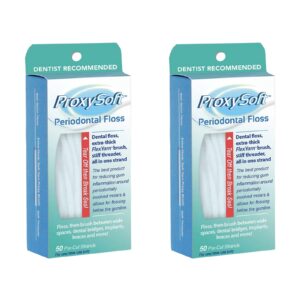 proxysoft periodontal floss, 2 packs - dental floss threader, braces floss and thick proxybrush for daily care of periodontal disease and gum health - orthodontic flossers for braces and teeth