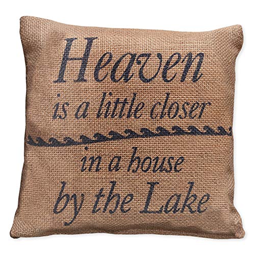 Small Burlap Heaven/Lake Pillow (8x8")