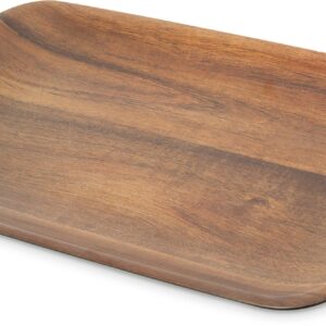 Carlisle FoodService Products Epicure Plastic Rectangle Tray, 13.875" x 7.75", Dark Woodgrain