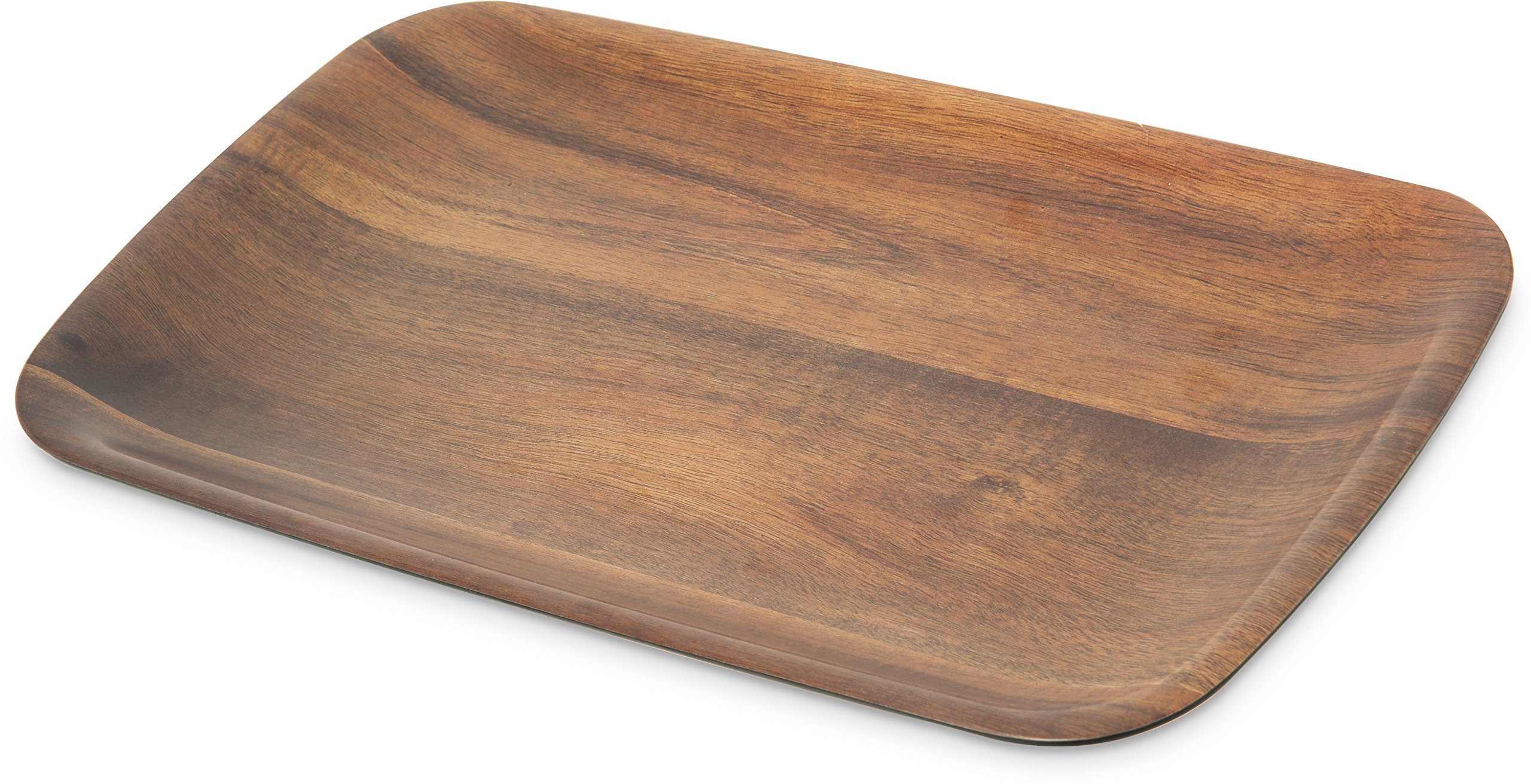 Carlisle FoodService Products Epicure Plastic Rectangle Tray, 13.875" x 7.75", Dark Woodgrain