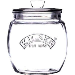 Kilner Glassware Universal Storage Jar Durable Multi-Purpose Glass Container with Airtight Push-top Lid, 28-3/4-Fluid Ounces, 1 EA, Clear