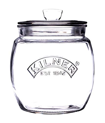 Kilner Glassware Universal Storage Jar Durable Multi-Purpose Glass Container with Airtight Push-top Lid, 28-3/4-Fluid Ounces, 1 EA, Clear