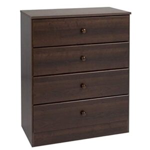 prepac astrid 4-drawer dresser, espresso