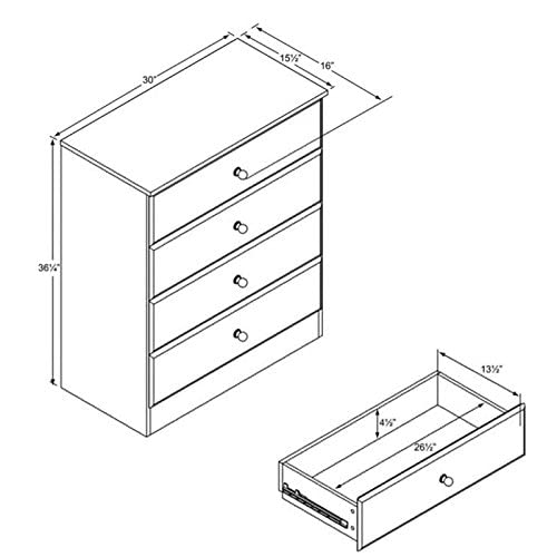 Prepac Astrid 4-Drawer Dresser, Espresso