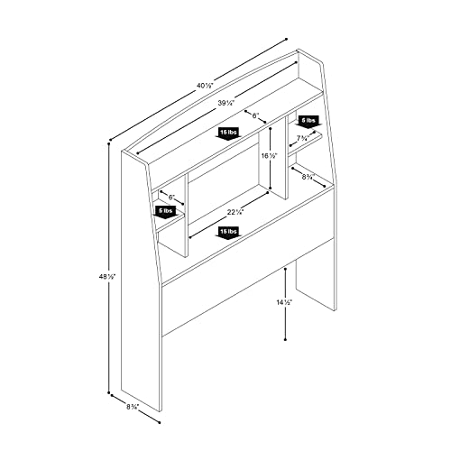 Prepac Astrid Twin Headboard, Espresso