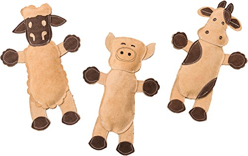 SPOT Ethical Pets Dura-Fused Leather Assorted Barnyard Animals Dog Toys, 11" for Medium Breeds