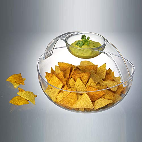 Prodyne CD-2 Arch Chip & Dip Bowl (Removable Arched Dip Cup), Clear