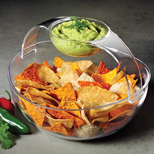 Prodyne CD-2 Arch Chip & Dip Bowl (Removable Arched Dip Cup), Clear