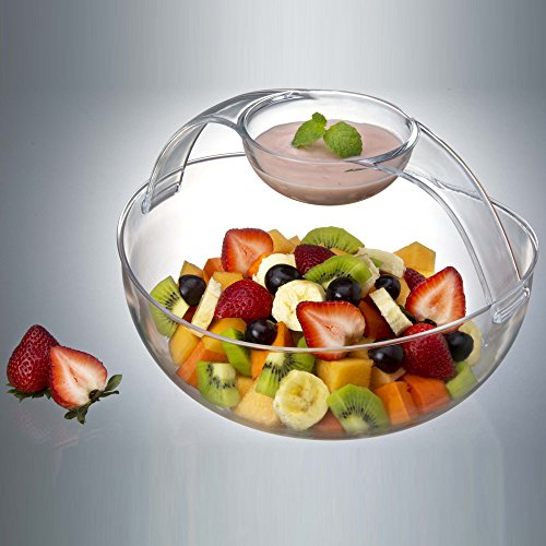 Prodyne CD-2 Arch Chip & Dip Bowl (Removable Arched Dip Cup), Clear